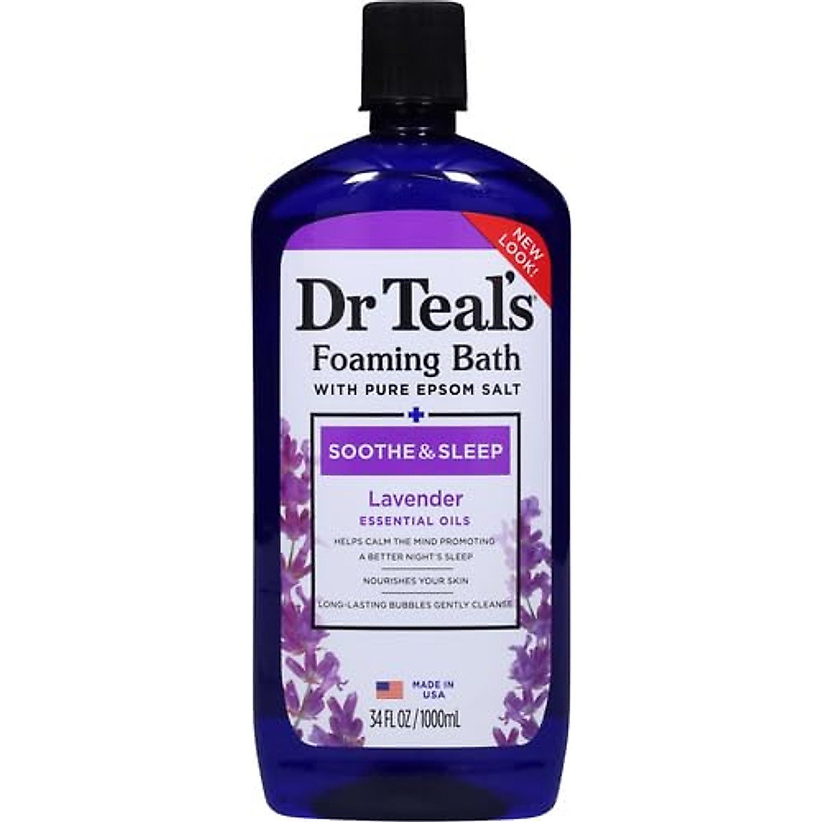 Dr Teal's Foaming Bath with Pure Epsom Salt, Soothe & Sleep with Lavender, 34 fl oz (Packaging May Vary)