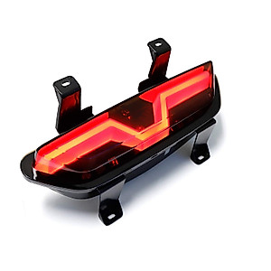 iJDMTOY Smoked Lens LED Rear Foglamp Compatible With 2015-2017 Ford Mustang, Full Red LED Tail Light Assembly Functions as Reverse Light & Rear Fog Light