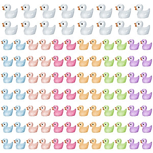 FRIUSATE 100 PCS Tiny Ducks Miniature Resin Duck Glow in The Dark Ducks Mini Figures Micro Landscape Aquarium Dollhouse Ornament Potted Plants DIY Decoration for Prank Party Favor, Ducks Luminous