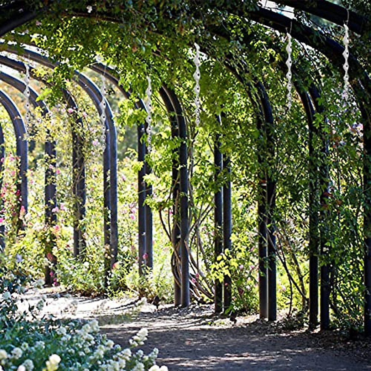 Hanging Anti Bird Rod 12Pcs Excellent Decorative Wind Spiral Reflective Hanging Bird Deterrent Rod Silver