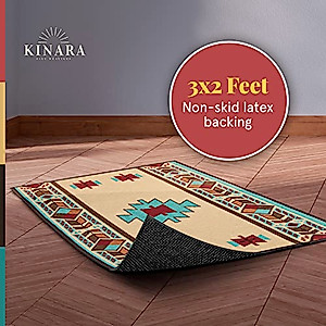 Kinara Carrizo Area Rug – Southwestern Native American Design – Beautiful and Unique Pattern – Fine Weaving and Quality Material for Everyday Use – Non-Skid – 3x2 feet