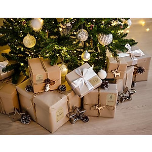 Natural Kraft Simple Christmas Gift Tags Holiday Present Stickers 2 x 3 Inch 25 Total Adhesive Labels