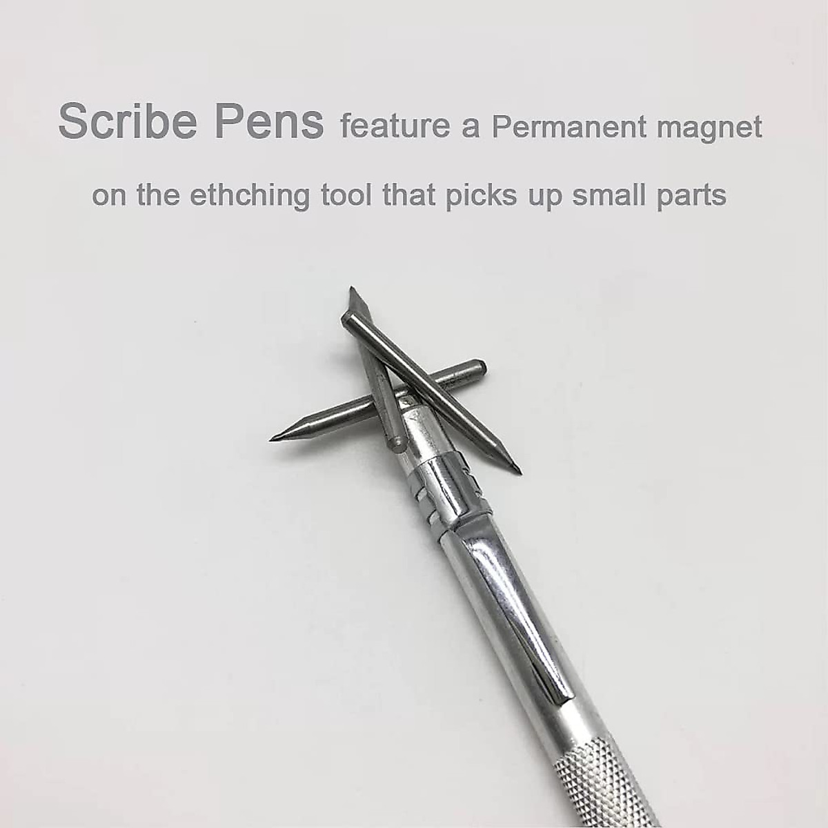 HeyooHeloo Aluminum Etching Engraving Pen,Tungsten Carbide Tip Scriber with Clip and Magnet 2 pack，Extra 2 Free Replacement Tips Included.（2 of pack）