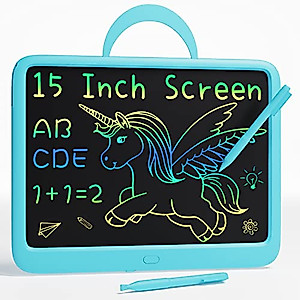 15 Inch LCD Writing Tablet Toddler Learning Toys for 3+ Years Old Boys and Girls, Colorful Screen Drawing Tablet, Reusable and Portable Doodle Board for Kids with Handle