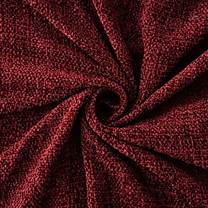 BATTILO HOME Burgundy Chenille Throw Blanket for Couch, Decorative Fringe Velvety Red Throw Blanket for Sofa Home Décor, 50"x60"