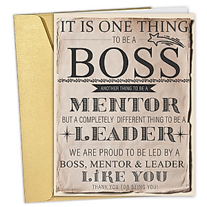 Qiliji Retro Boss Birthday Card for Men Women, Funny Bosses Day Gift, Big Boss's Day Card, Jumbo Boss Birthday Card, Appreciation Card for Boss Leader Mentor, Thank You for Being You