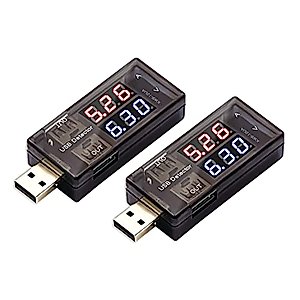 CenryKay USB Tester Mobile Power Panel Monitor Gauge,Digital Multimeter Current Voltage Detector,Battery Monitor with Dual Outputs for Solar Panel Chargers Cables(2PCS)