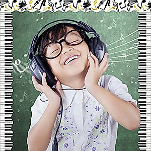 AnyDesign 69 FT Musical Notes Bulletin Board Borders Black White Gold Musical Keyboard Trimmer Self-Adhesive Music Border Trim Stickers for School Classroom Music Room Wall Decor Home Decoration