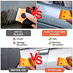 Lainballow 500 Pcs Plastic Razor Blades, Double Edged Scraper Blades, Plastic Knife Blades Replacement Suit for Cleaning Glass and Removing Decals, Stickers, Adhesive Labels