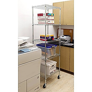 Seville Classics UltraDurable Commercial-Grade 5-Tier NSF-Certified Steel Wire Shelving with Wheels, 24" W x 18" D x 72" H, UltraZinc