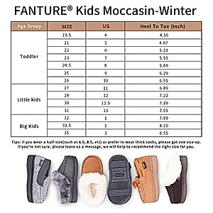 FANTURE Toddler Kids House Shoes Slippers with Memory Foam Fuzzy and Warm Cozy Comfort Fleece Clog Slip On Sole Protection for Boys Girls Indoor Outdoor U422BBLFX217.SY-Chestnut-19.5