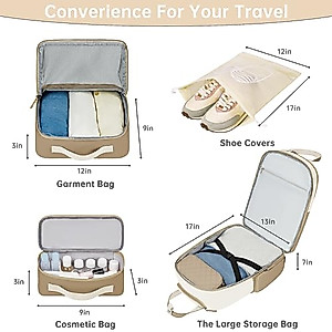 ZOMFELT Carry On Underseat Multi-functional,17-inch Rolling Lightweight Overnight Suitcase, Wheeled Carry On Case for Airplanes, Travel Carry on Suitcase with Wheels for Women Work Travel,Beige