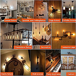 LiteHistory Dimmable E26 Edison Bulb, AC120V Warm White 2700K Light Bulbs, 6W Equal 60 watt 600LM Tubular T10 led for Rustic Pendant,Chandeliers,Wall sconces,Vanity 6Pack