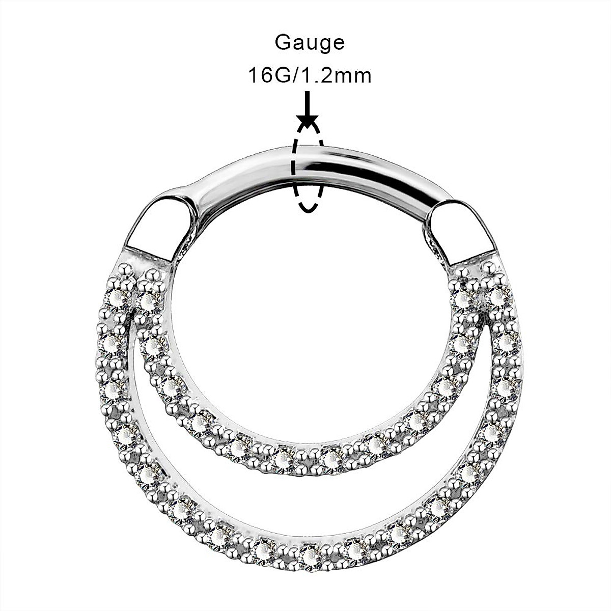 OUFER 16G Daith Septum Rings Unique Design Clear CZ Paved 316L Stainless Steel Daith Helix Earrings Septum Piercing Jewelry