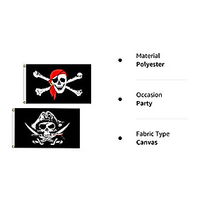 Dyung Tec Pirate Flag, 2 PCS 2' x 3' Skull and Crossbones Jolly Roger Flag for Outdoor
