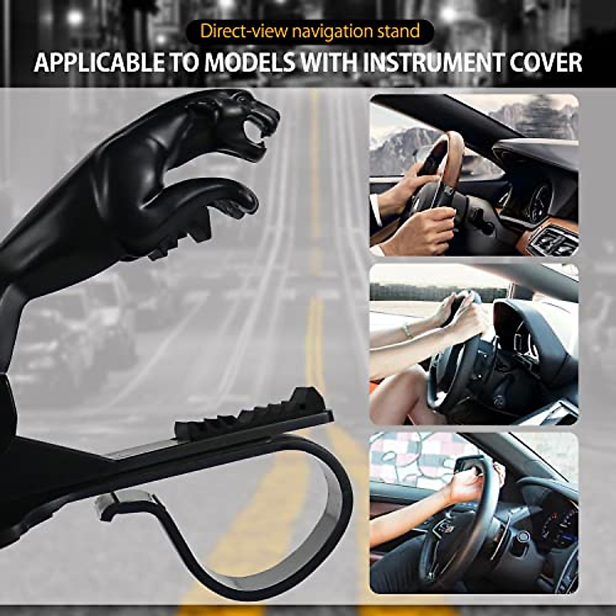 HAOYAYA Car Leopard Form Navigation Dashboard Phone Holder 360 Degree Rotating Phone Mount Stand Bracket-Best Xmas Gifts(Black)