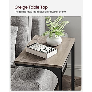VASAGLE C-Shaped End Table, Side Table for Sofa, Couch Table with Metal Frame, Small TV Tray Table for Living Room, Bedroom, Greige and Black