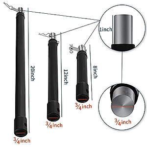 TCBWFY 3 Pack Auger Extension Drill Bits (8", 12", 20" Length) Extension Earth Ice Auger Extension Set Post Hole Digger Replacement Compatible to 3/4" Shaft