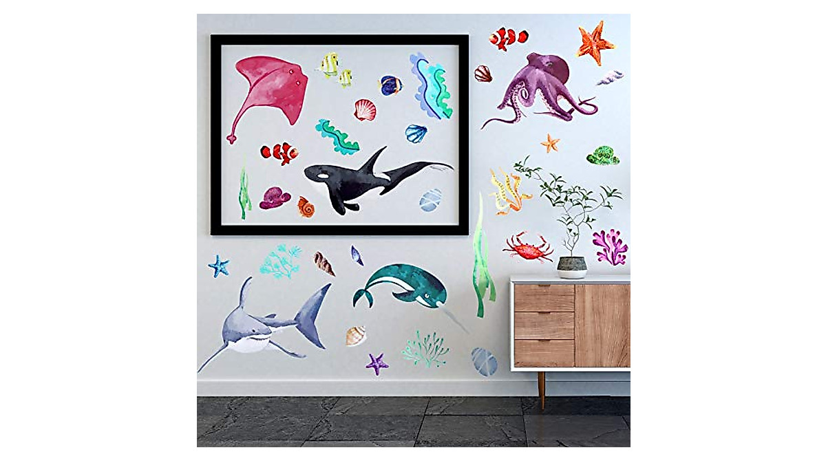 Colorful Ocean Creatures Wall Stickers for Kids Rooms