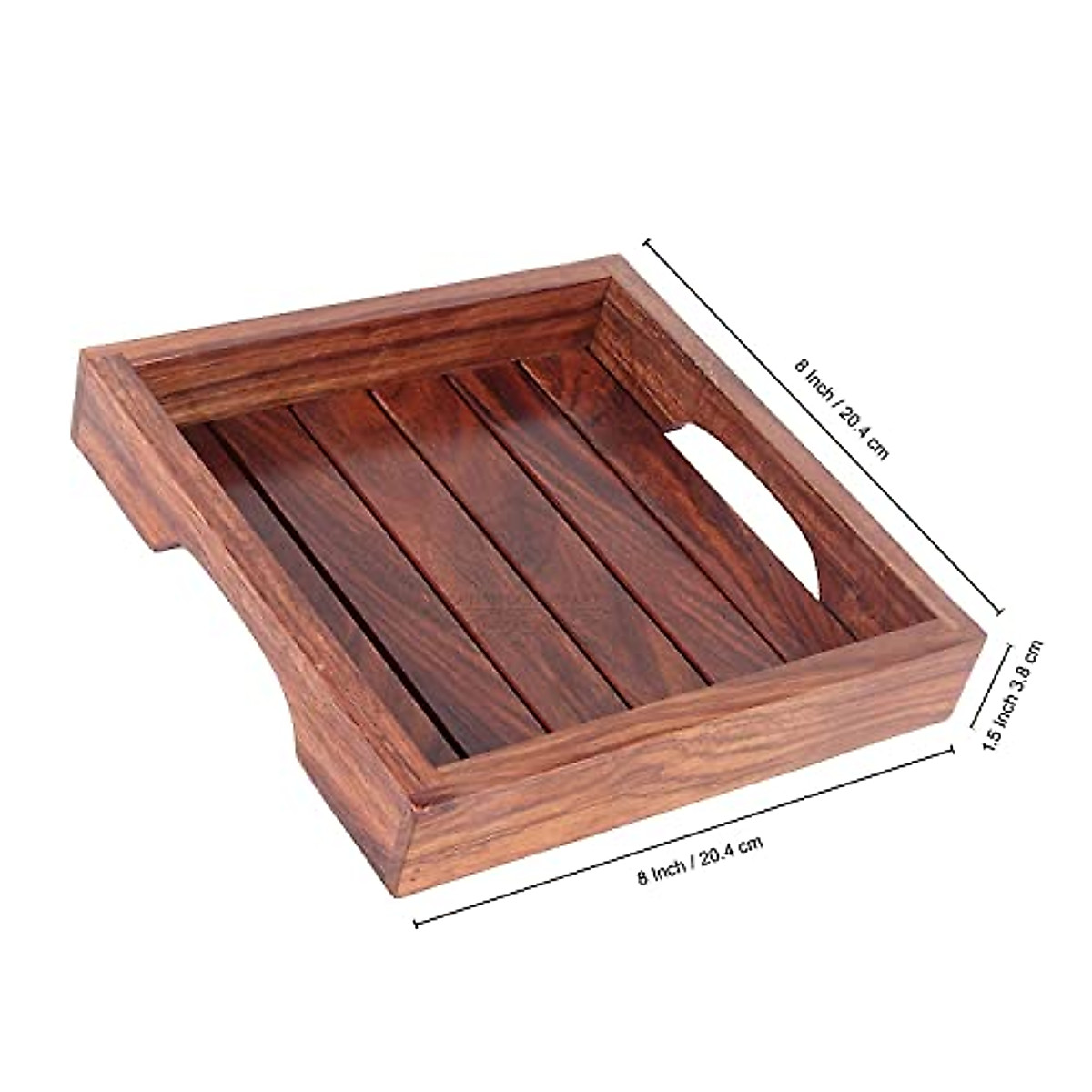 ETROVES 8x8 Inch Wooden Serving Small Tray Decor Coffee Table Tea Couch Bed Decorative (Brown)