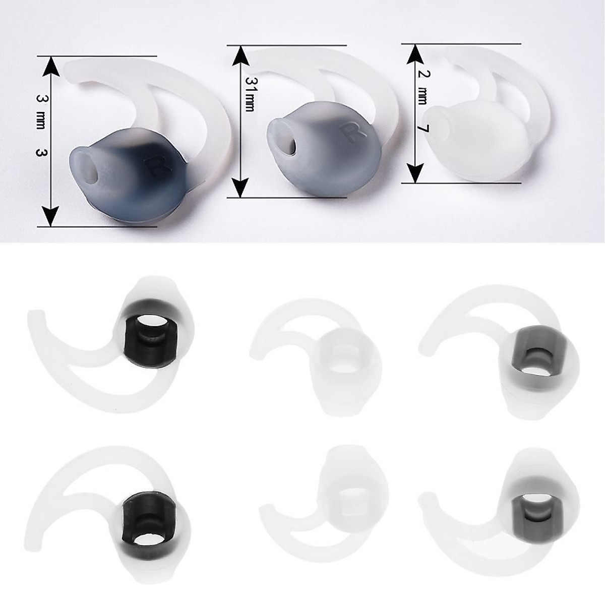 3 Pairs S/M/L Replacement Silicone in Ear Earbud Tips Set Earphone
