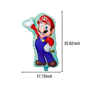 Mario Brothers Foil Balloons Mario Birthday Party Supplies 4th Mario Party Decorations for Kids Birthday (Mario 4th Birthday)