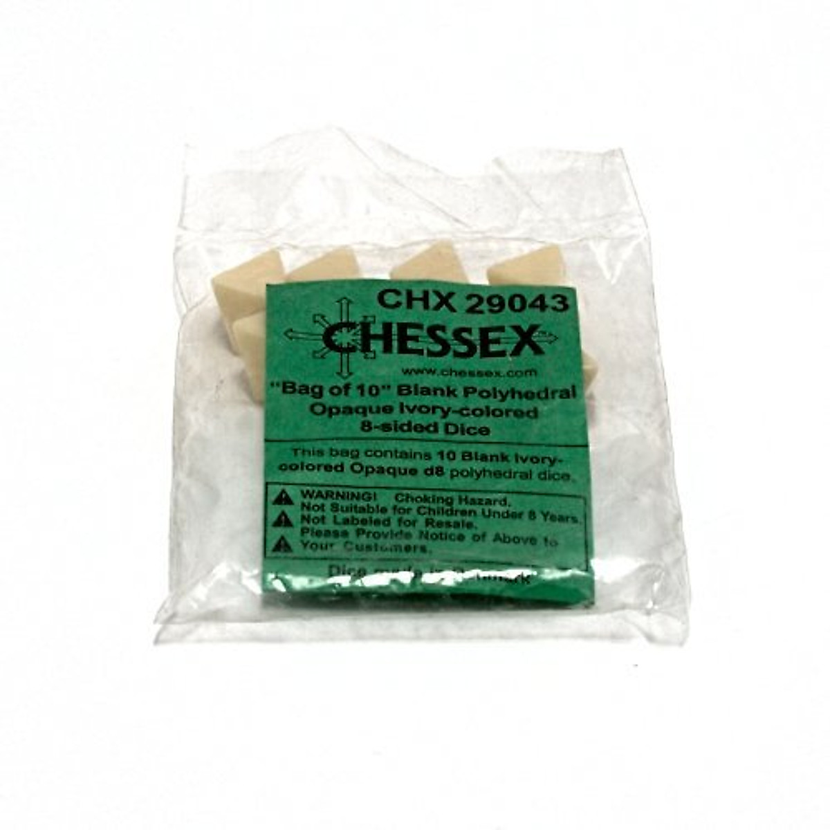 Opaque 16mm Polyhedral Ivory Bag of 10 Blank d8