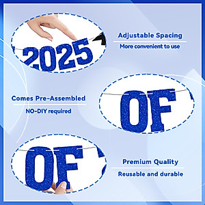 Class of 2025 Banner - 2025 Congrats Grad Decorations, Happy Graduation Decor, We are So Proud of You Banner, 2025 Senior High School College Graduation Party Decoration (Blue)