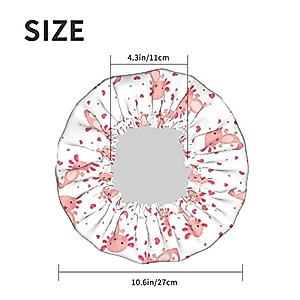 Shower Cap Axolotl Reusable Bath Shower Caps For Women Long Hair, Double Layer Waterproof Bathing Shower Hat Hair Protector For Kids Girls Women, 1 Pack