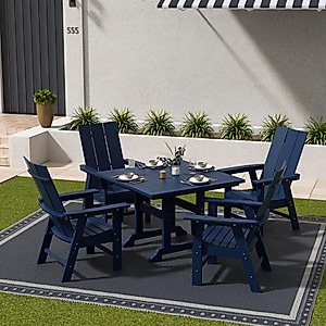WestinTrends Ashore Outdoor Patio HDPE Plastic Modern Adirondack Dining Chair Navy Blue