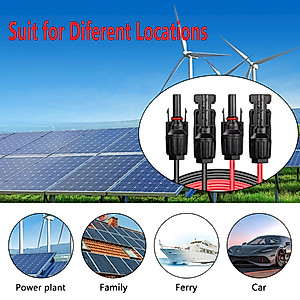 SinLoon 14AWG Solar Extension Cable,1 Pair 14 Gauge PV Solar Panel Cord IP67 Waterproof Solar Power Cable with Male and Female Solar Connector Adapter Kit,for Solar Panel Wire (14AWG 10 FT)