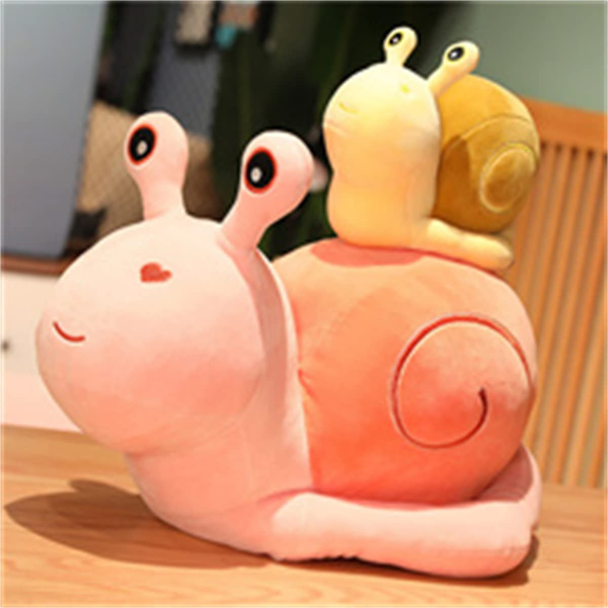 SEENEEY Cute Cartoon Snail Doll Plush Toy Children's Birthday Gift Big Snail Pillow Doll, Yellow, 11.8 Inches.