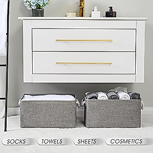 Tegance Storage Baskets Bins for Organizing, Foldable Sturdy Fabric Basket W/Handles, Large Rectangular Decorative Storage Basket for Shelves Nursery Closet Toy Blanket (3 Pack 15.7x11.8x8.3)…