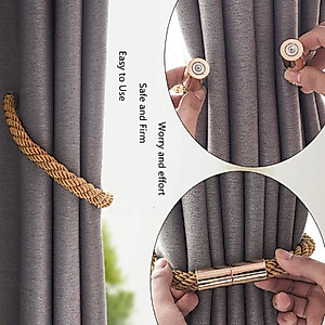 Cheeroyal Strong Magnetic Curtain Tiebacks Modern Simple Style Drape Tie Backs Convenient Decorative Weave Rope Curtain Holdback for Home&Office Window Drapery (Pink)