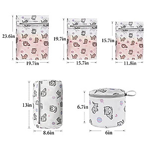 Xducom Mesh Laundry Bags for Delicates with Cute Prints,Set of 5 Lingerie Bags for Washing Delicates,Delicates Laundry Bags for Bra,Lingerie,Underwear,Sock(CAT)