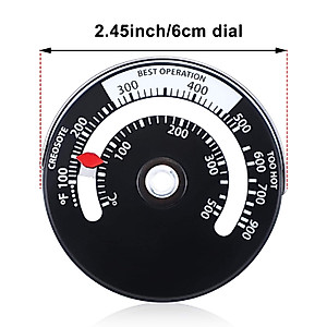 Frienda 1 Piece Wood Stove Thermometer Magnetic Oven Temperature Meter for Wood Burning Stoves Fire Stove Pipe Thermometer for Avoiding Stove Fan Damaged by Overheating