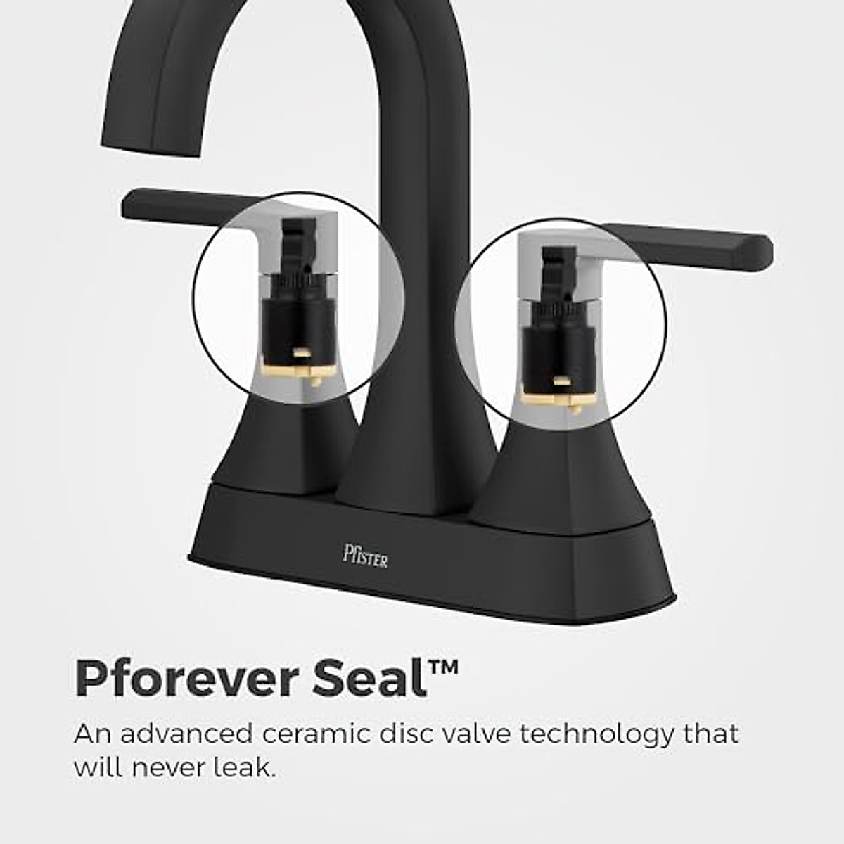 Pfister Vaneri Bathroom Sink Faucet, 4-Inch Centerset, 2-Handle, 3-Hole, Matte Black Finish, LF048VRIBB