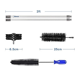 DECFLO 20FT Nylon Chimney Cleaning Brush,Stiff Poly Chimney Sweeping Tool and Rods Kit-Dry Duct Clean Kit Lint Remover with Long Flexible Rods (1 Brush Head +10Rods)