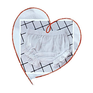 LOOLY Newborn Toddler Kids Cotton Linen Ruffle Bloomer Shorts Diaper Cover 0-2T(100,A-White)