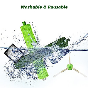 CTIOAOS 9pc Replacement Parts Accessories for iRobot Roomba i3 i3+ i4 i6 i6+ i7 i7+ i8 i8+/Plus E5 E6 E7 J7 I,E &J Series Vacuum Cleaners, 1 set of Roller Brushes & 4 HEPA Filters & 4 Side Brushes