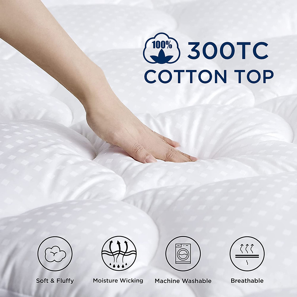 Bedsure Twin XL Mattress Pad Dorm Bedding - Soft Cotton Mattress Cover for College Dorm, Quilted Mattress Topper with Deep Pocket Fits up to 21" Deep, Breathable Twin Extra Long Pillow Top