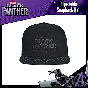 Marvel Black Panther Baseball Cap, Claw Necklace Snapback Flat Brim Hat, Black, One Size