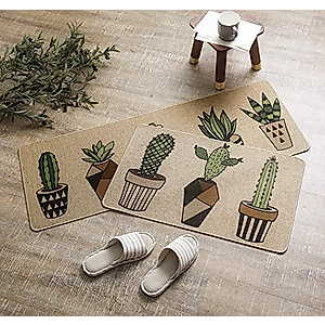 Kitchen Mats for Floor 2 Piece Non Skid Kitchen Floor Mats Anti Fatigue Mat Kitchen Rubber Back Absorbent Kitchen Rug Set Cactus Green Kitchen Rugs for Doormat Bathroom 17''x29''+17''x47'