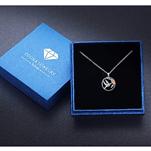 Hummingbird Necklace 925 Sterling Silver Cute Bird Rose Flower Pendant Necklace Hummingbird Animal Jewelry Gifts For Women Girls Animal Lovers