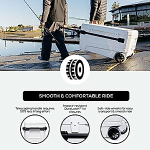 Igloo 110 Qt Glide Pro Portable Large Ice Chest Wheeled Cooler, White
