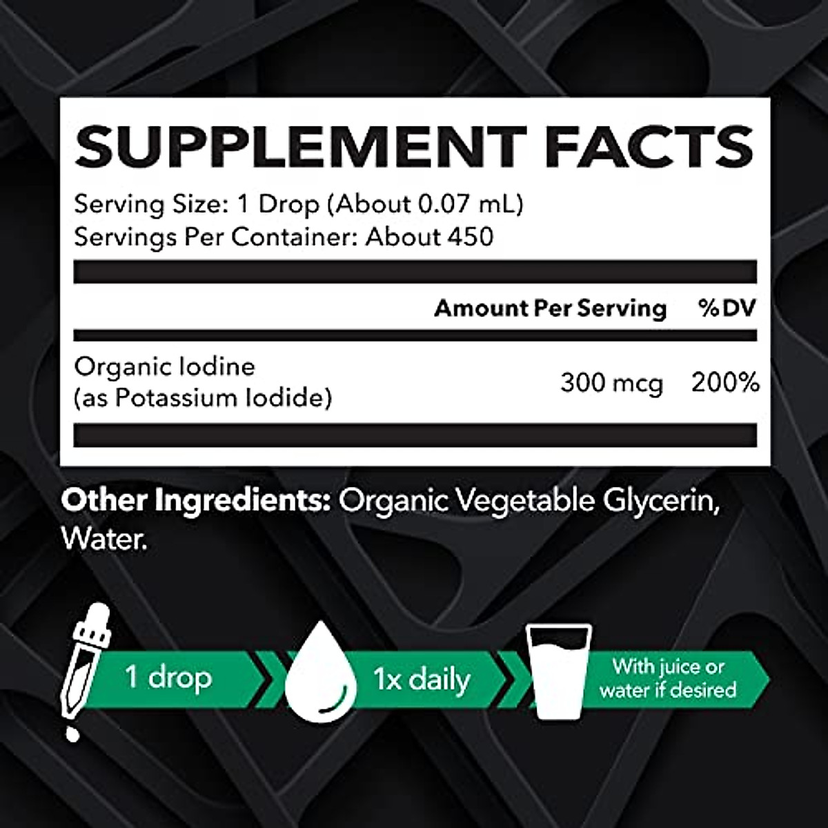 Potassium Iodide Liquid | Vegan Iodine Supplement for Thyroid Support | Organic Iodine Drops | Metabolism Support | 1-Year Supply