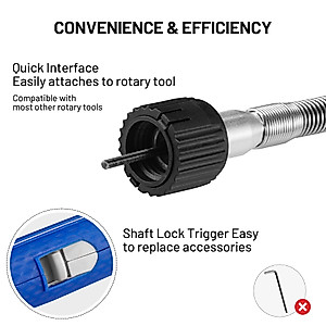 APEXFORGE MA1 Flex Shaft Rotary Tool Attachment, Quick Accessory Change, 1/8 Chucks & 36” Long Cable, Compatible with Most Rotary Tools, Ideal for Engraving, Carving, Polishing, Cleaning, Drilling