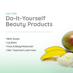 Clean and Green Mango Butter - 100% Natural Unscented Refined for DYI Hair Care and Skin Care Recipes in Premium Resealable Pouch, 14 oz (Mango Butter)