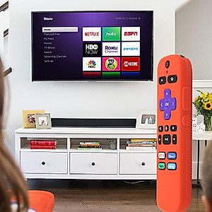 [2 Pack] Silicone Protective Case Compatible with Roku Voice Remote, Pinowu Anti-Slip Shockproof Remote Cover Compatible with Roku Express 4K+ 2021 Remote (Red+Blue)