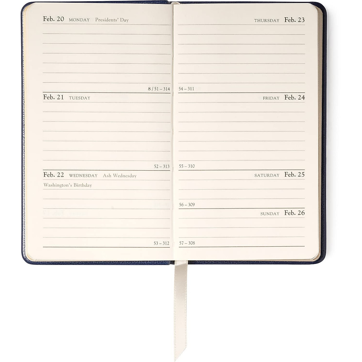 2023 Pocket Datebook Planner Journal, Genuine Leather, Bound in the USA, 5", Traditional Red